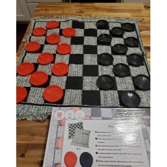 Toys | New Jumbo Checkers Giant 3in1 Checkers Game Rug Board Game Set 2 ...